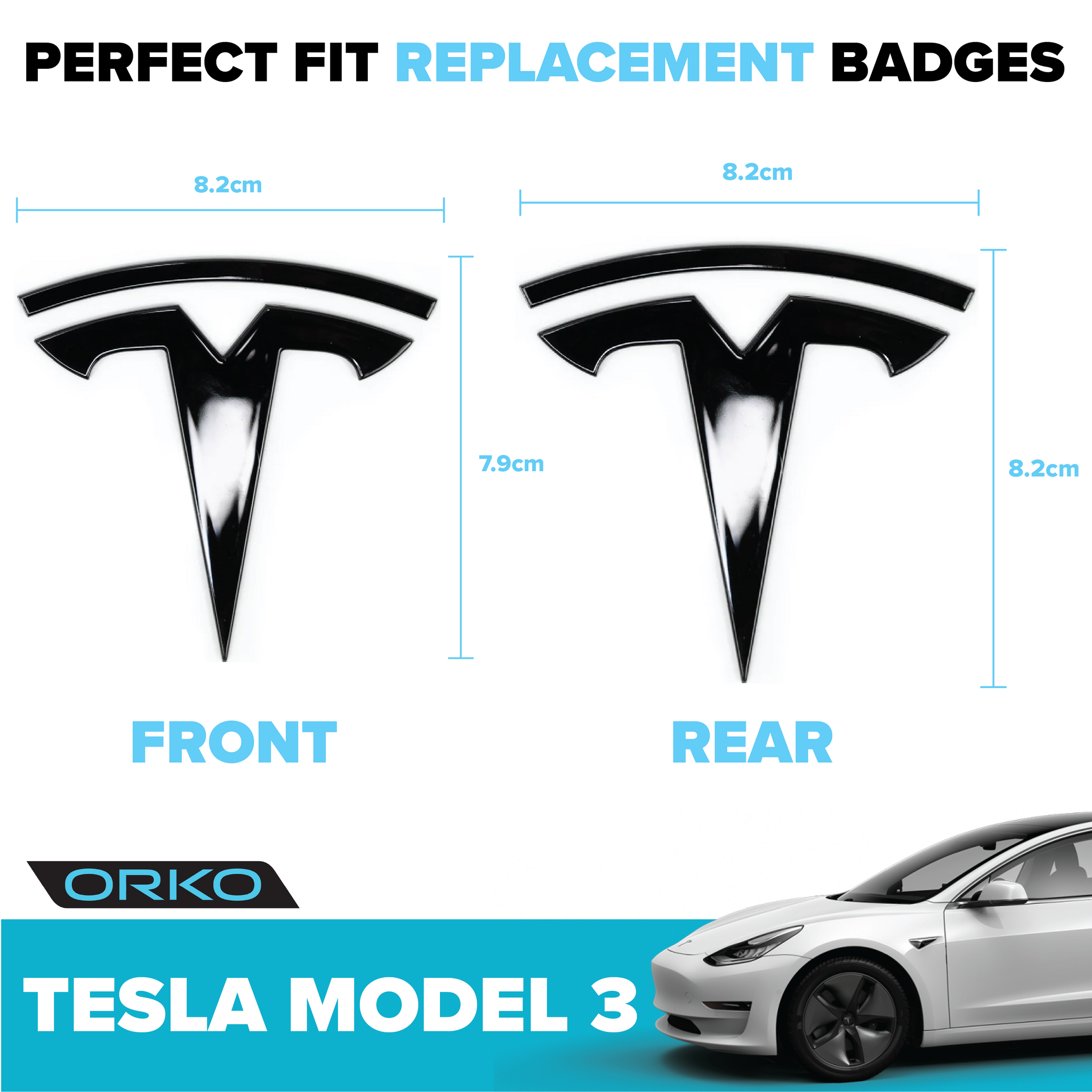 Tesla Model 3/Y ("T" Logo Badge) - Pair | ORKO – ORKO Auto