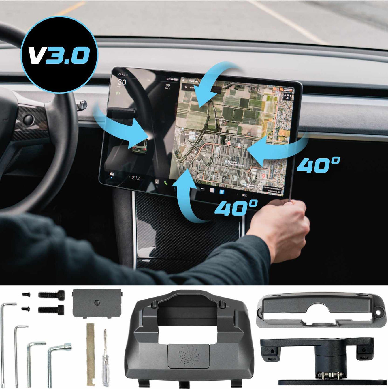 Tesla Model 3/Y V3.0 Dual Axis Screen Tilt/Swivel Mount | ORKO – ORKO Auto